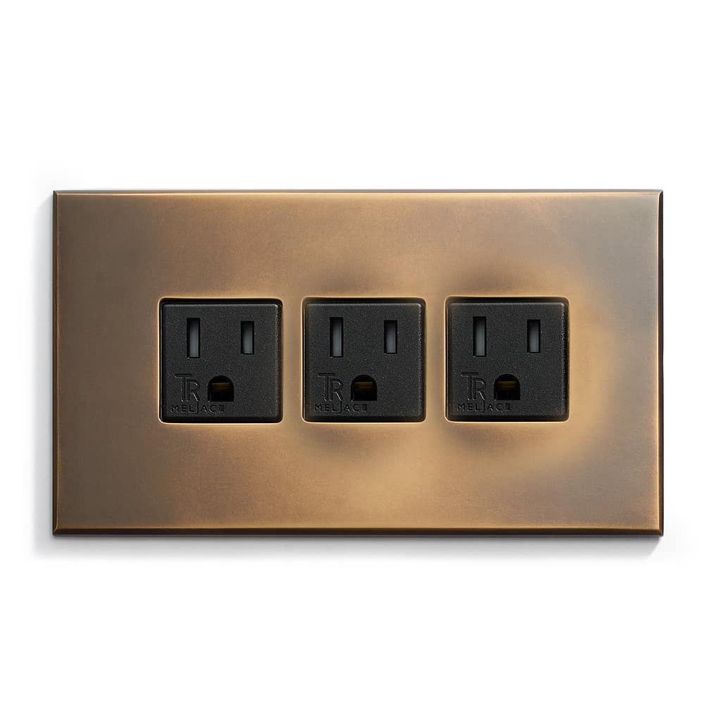 Premium Triple Wall Outlet - Antique Brass - Meljac North America