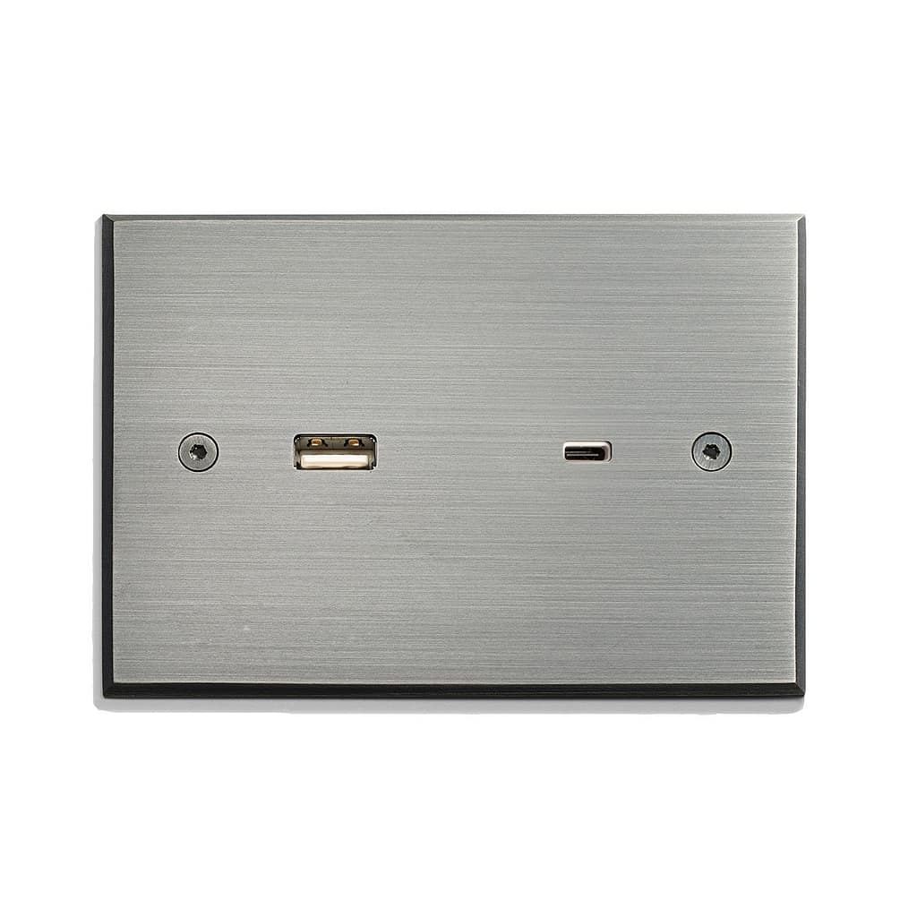 Premium Double Wall Outlet - Dark Brushed Silver - Meljac North America